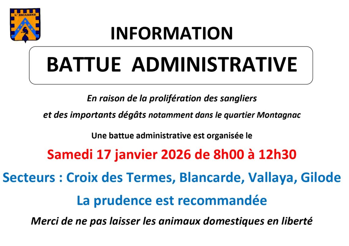 2026-01-17 INFORMATION BATTUE ADMINISTRATIVE – L'ESCARENE